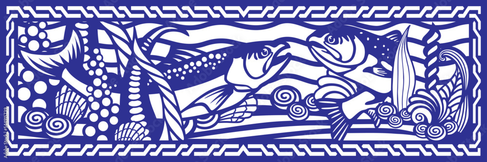 Set template for laser cutting and Plotter. Fish and aquarium for ...