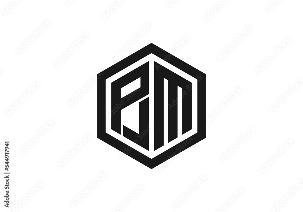 initial logo letter JPM hexagon initial company icon business logo ...