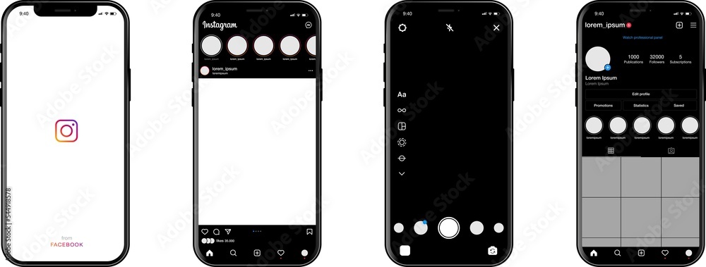 Instagram mockup set on transparent background. Instagram mockups on ...