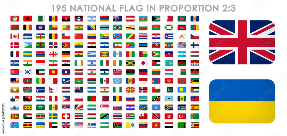 All national flags of the world with names - high quality vector flag ...