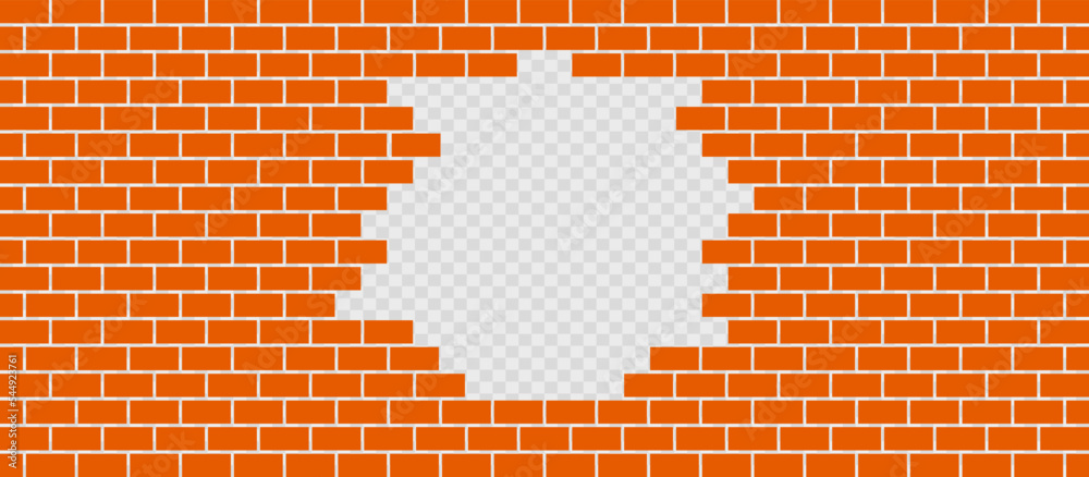 Realistic broken brick wall. On a transparent background. Vector ...