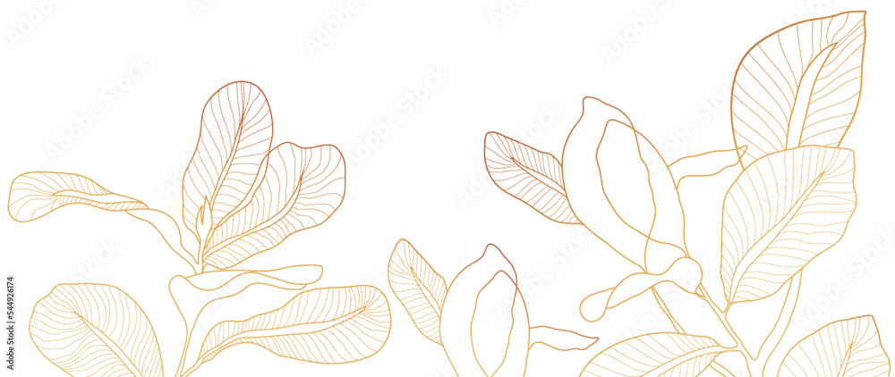 Golden tropical vector background. Luxury watercolor wallpaper with ...