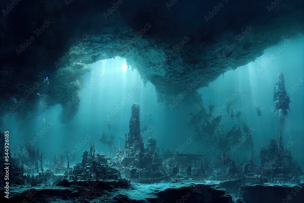 lost civilization of atlantis sunken deep in the ocean Stock ...