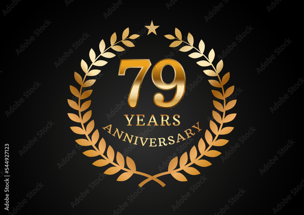Vector graphic of Anniversary celebration background. 79 years golden ...