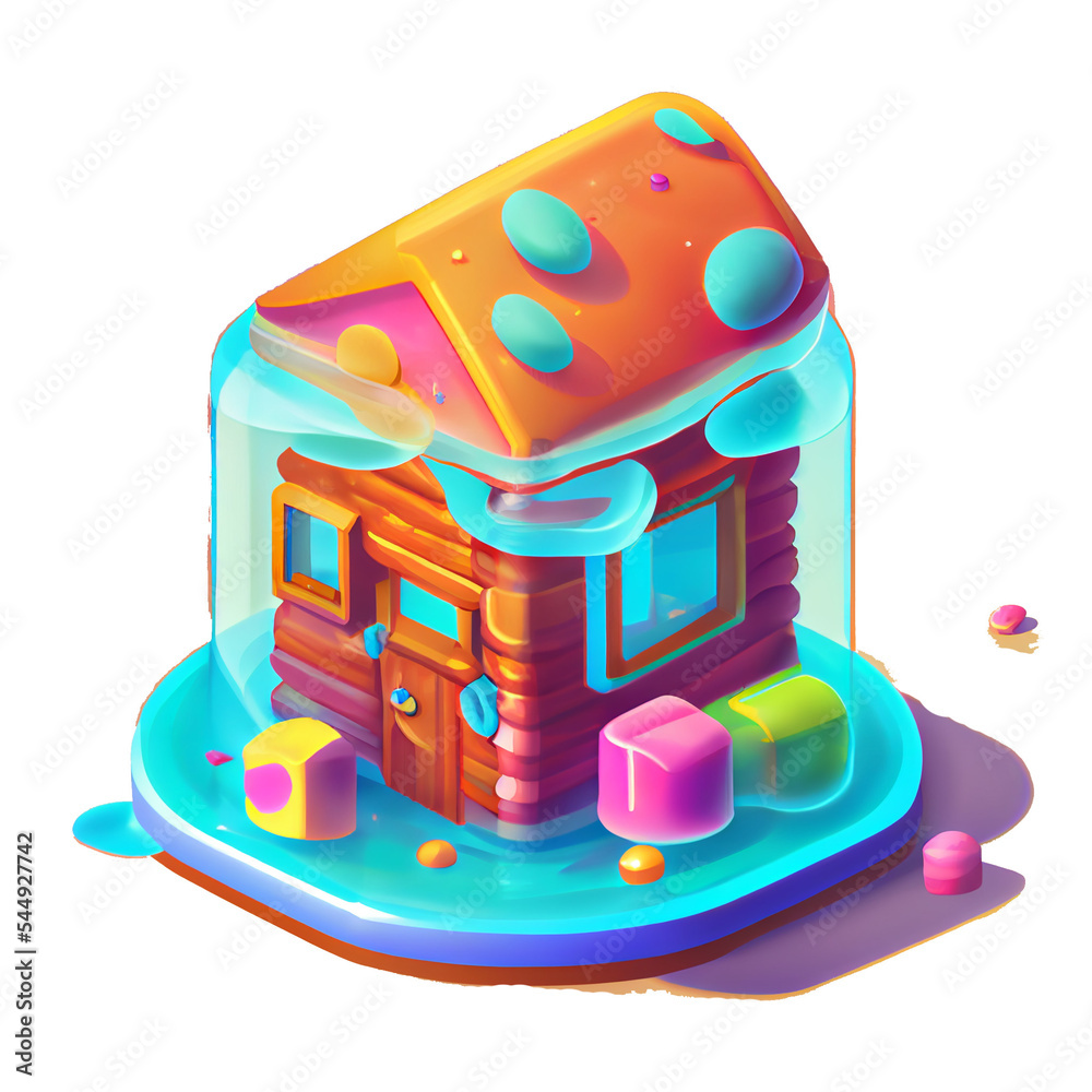 Illustration of a Jelly Candy House isometric isolated on a transparent ...