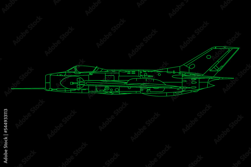 Avión de combate con ala en flecha mig-19 ilustração do Stock | Adobe Stock