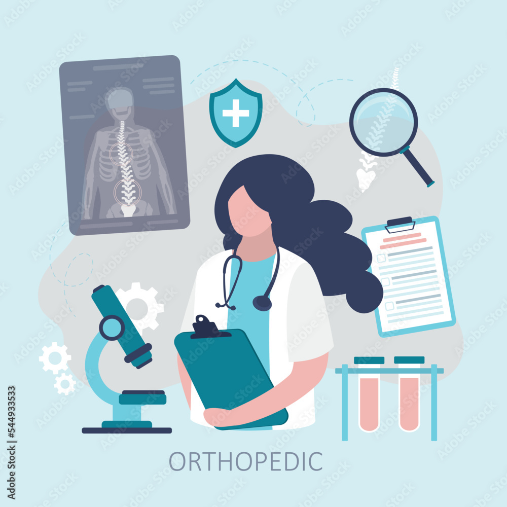 Orthopedist diagnoses diseases of musculoskeletal system. Doctor ...