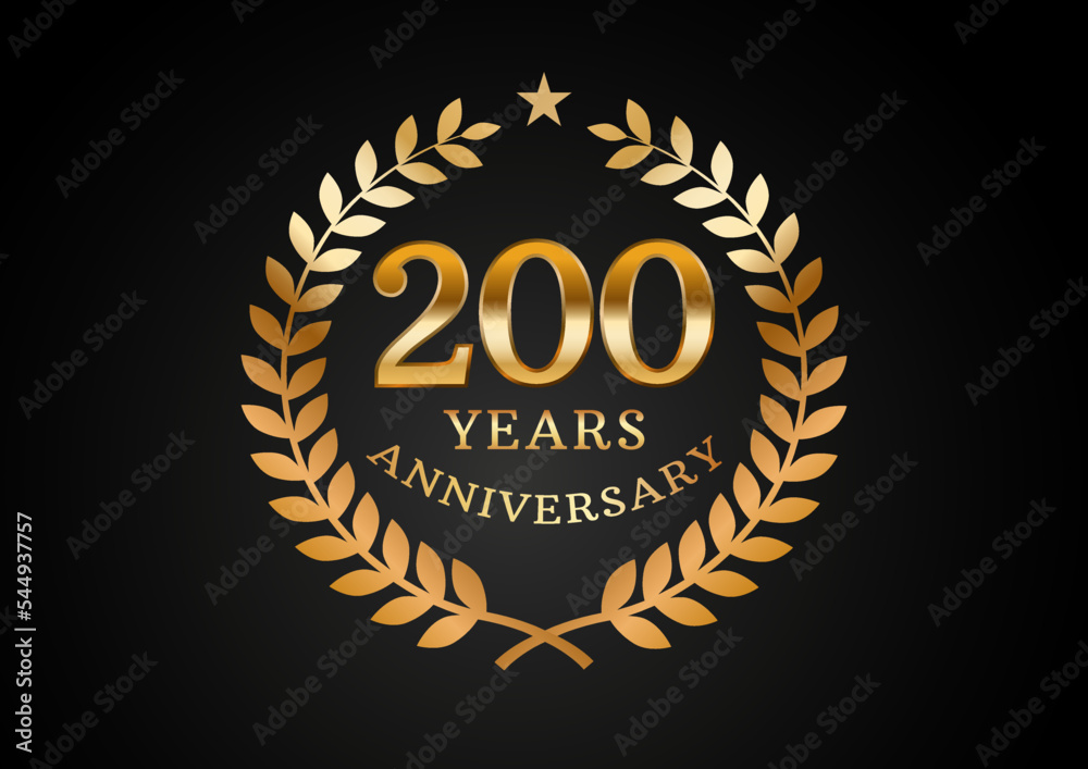 Vector graphic of Anniversary celebration background. 200 years golden ...