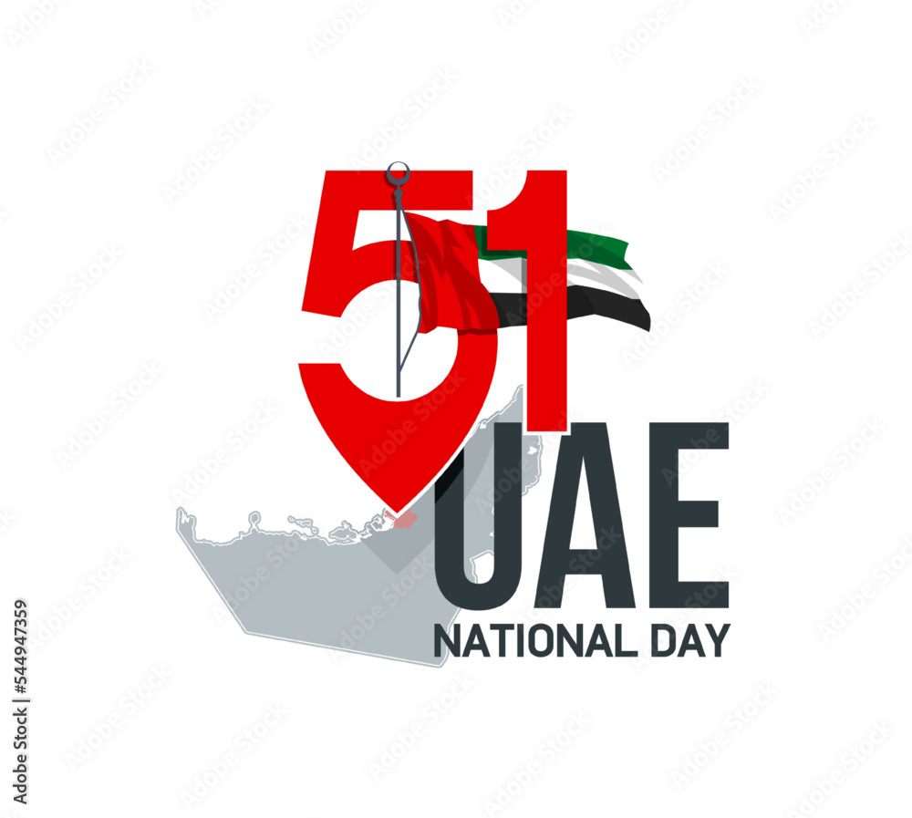 Fifty-one UAE national day, Spirit of the union. Point map banner with ...