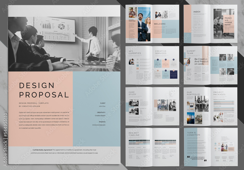 Minimal Proposal Template With 18 Pages Colorful Layout Stock Template ...