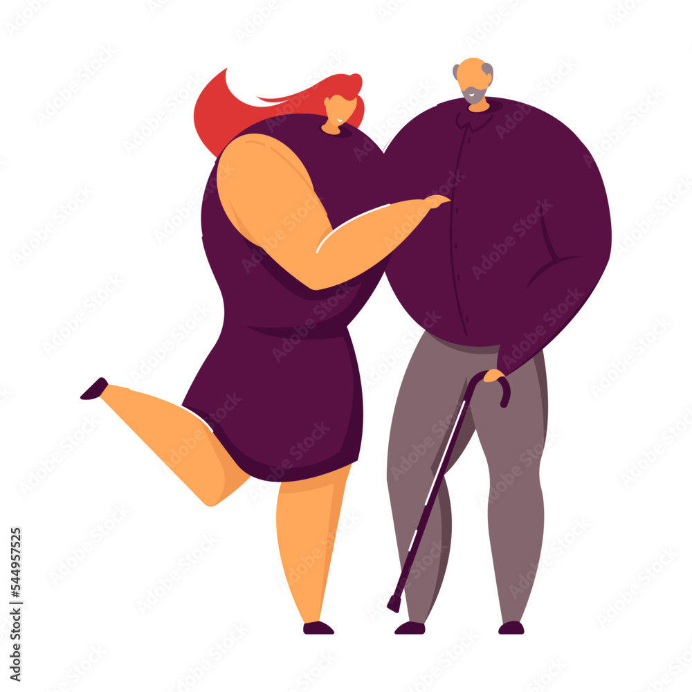 Senior father and his daughter standing together. Family memebers of ...
