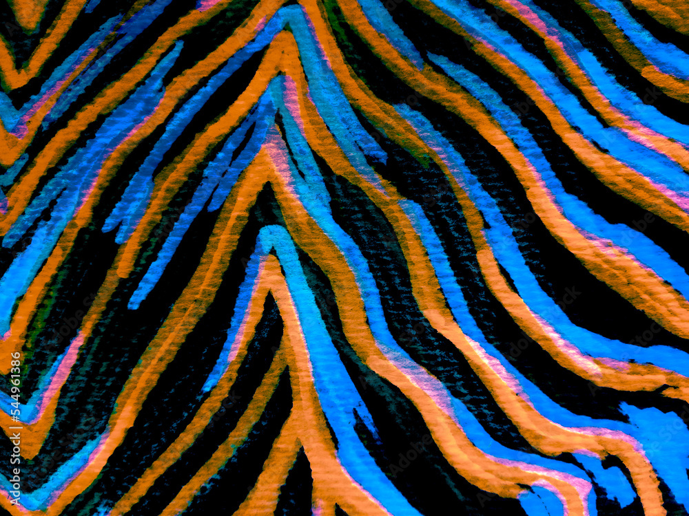 Pattern Tiger. Rainbow Zoo Texture. Colorful Antique Tiger Illustration ...