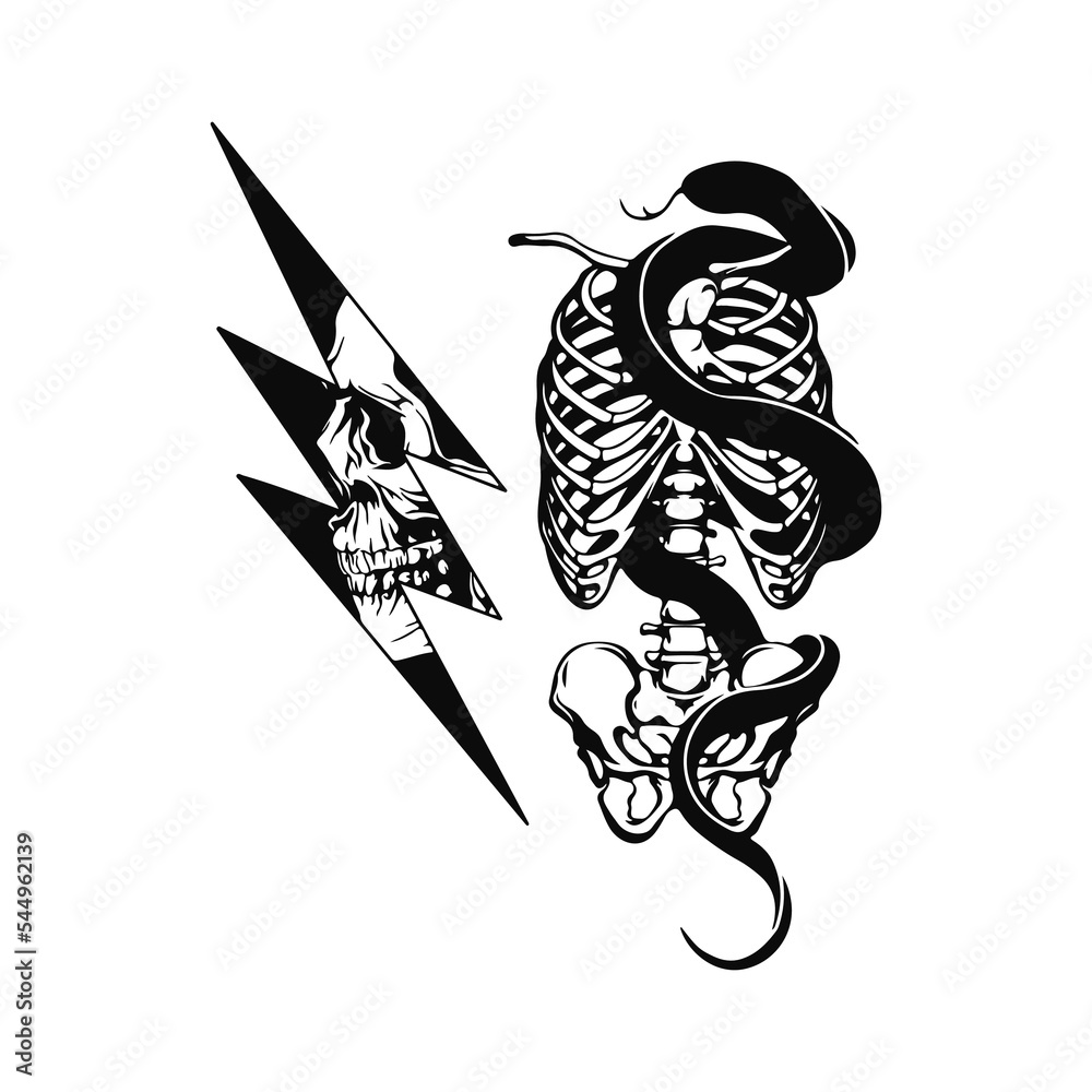 rib and snake illustration vector Stock Vector | Adobe Stock