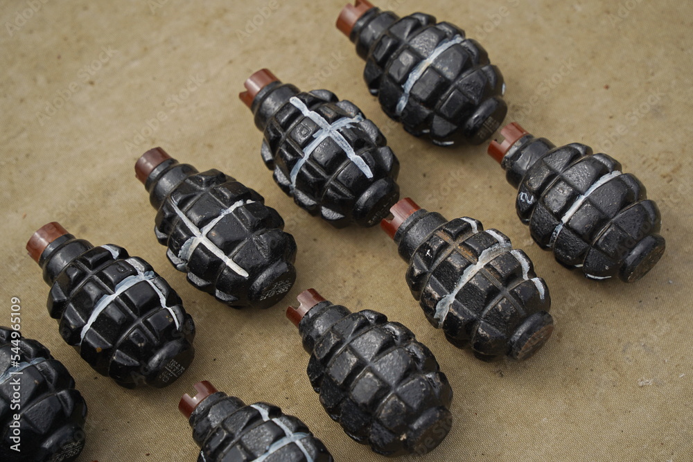 Almaty, Kazakhstan - 04.14.2022 : Hand-held fragmentation grenades are ...