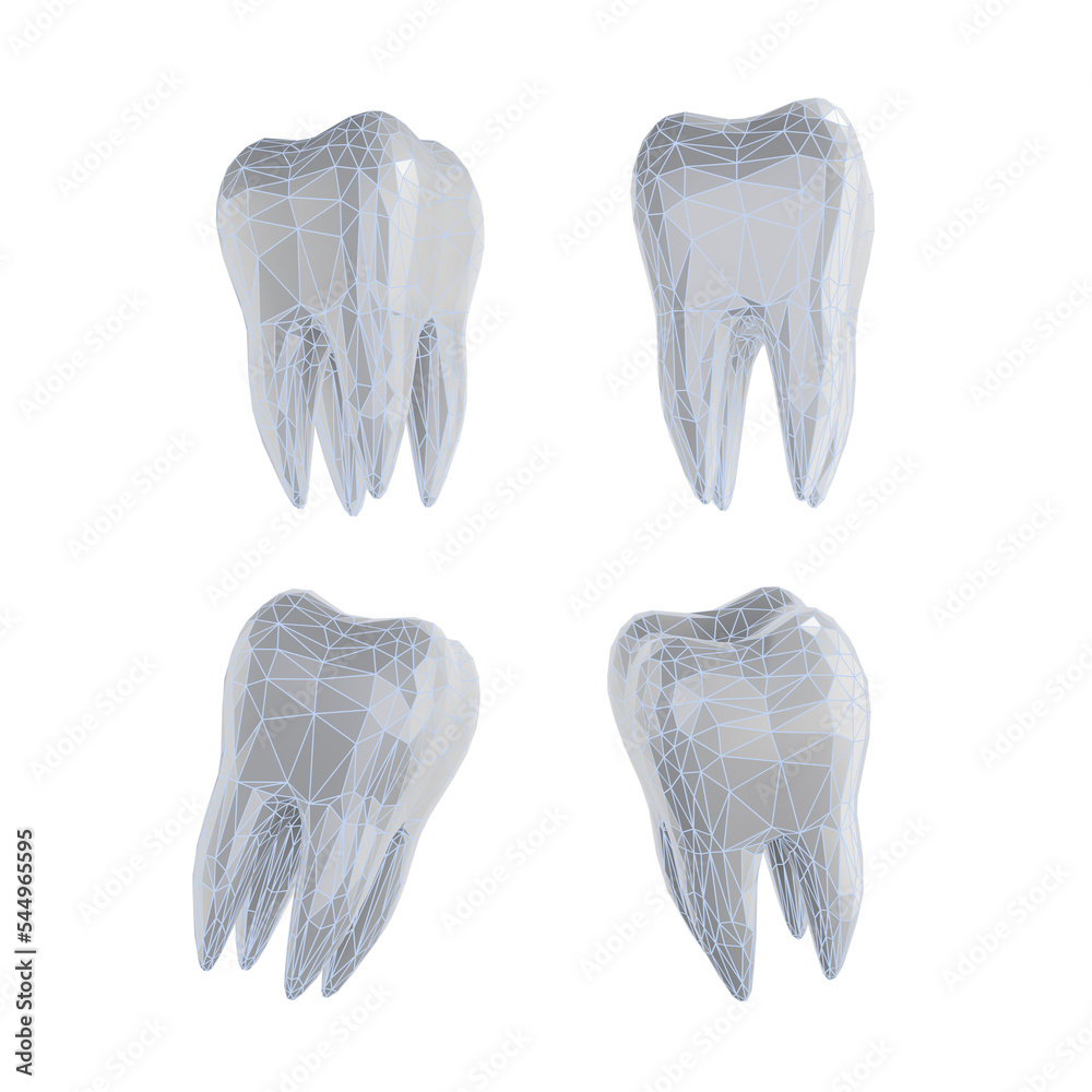 Set of 3d tooth isolated on transparent background. Render. 3d render ...