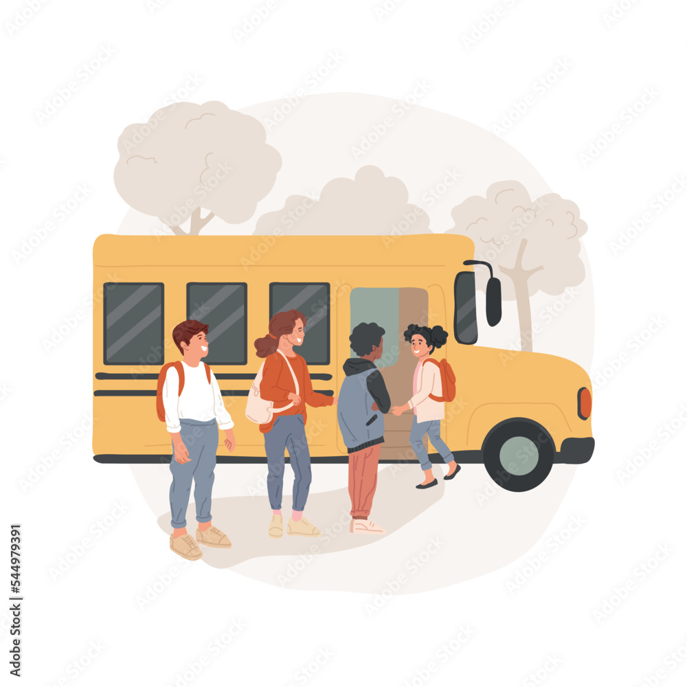 Cartoon School Bus Stop