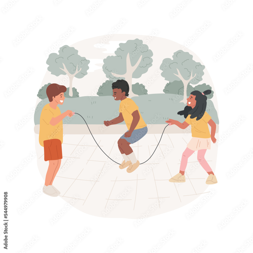 Kids skipping together isolated cartoon vector illustration. Practicing ...