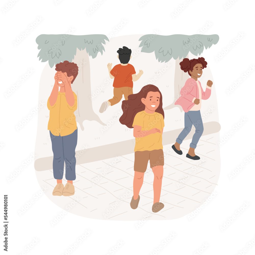 Hide and seek isolated cartoon vector illustration. Child covering eyes ...