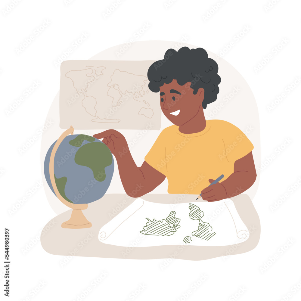 Study continents isolated cartoon vector illustration. Child learns to ...