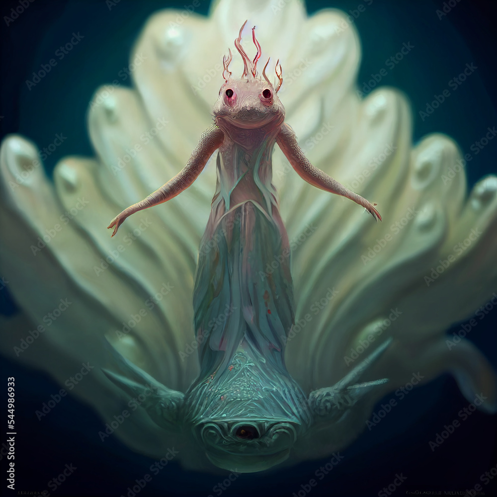 Ai generated axolotl goddess Stock Illustration | Adobe Stock