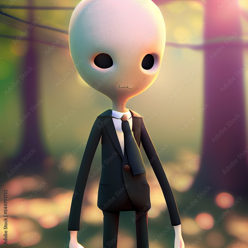 Cute cartoon style slenderman creepy horror figure Stock-Illustration ...