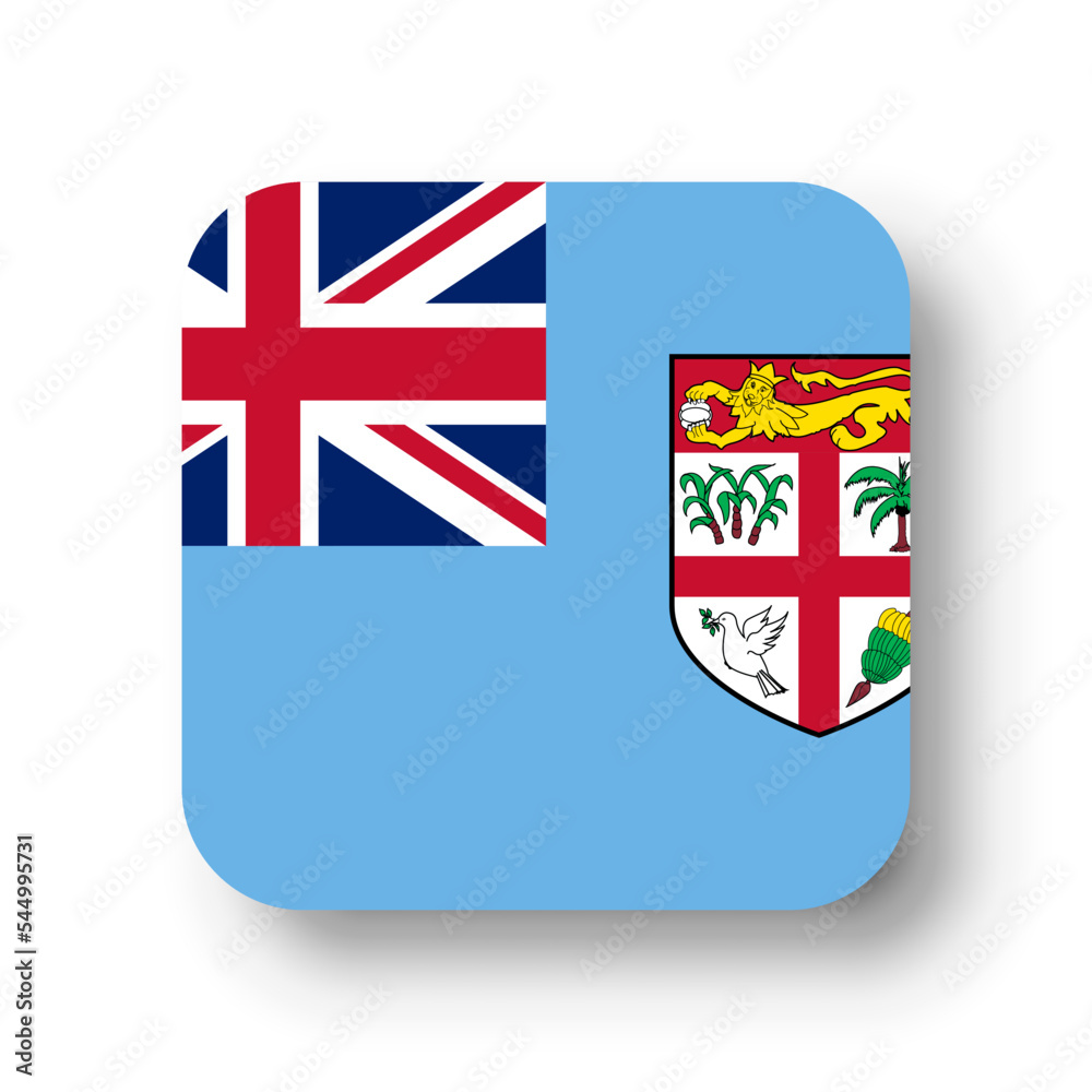 Fiji flag - flat vector square with rounded corners and dropped shadow ...