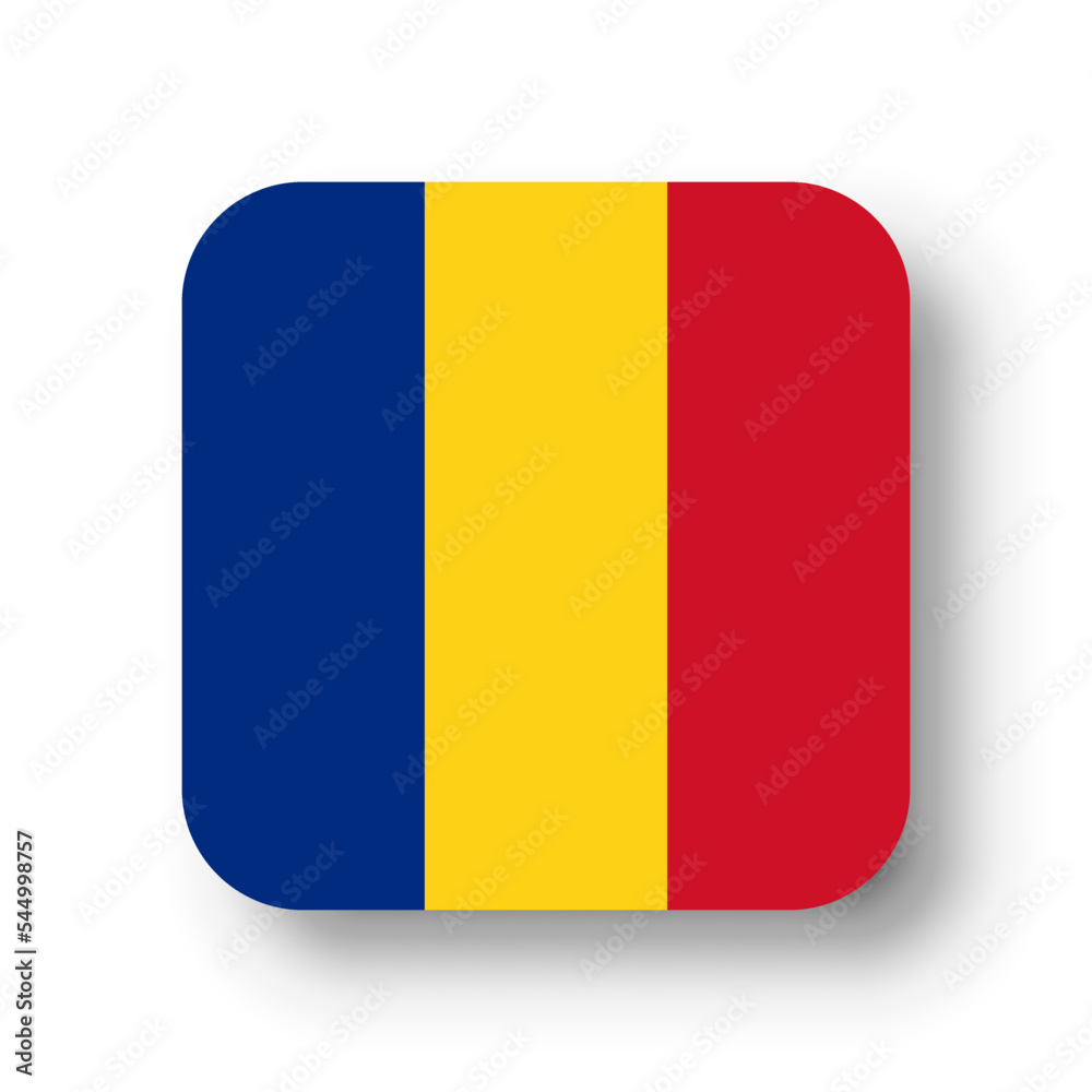 Romania flag - flat vector square with rounded corners and dropped ...
