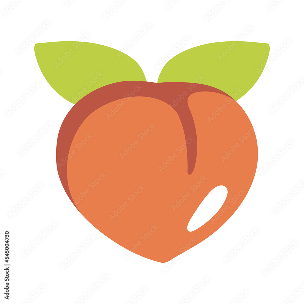Peach Flat Vector Emoji Isolated Fleshy Pinkish Orange Fruit Of The