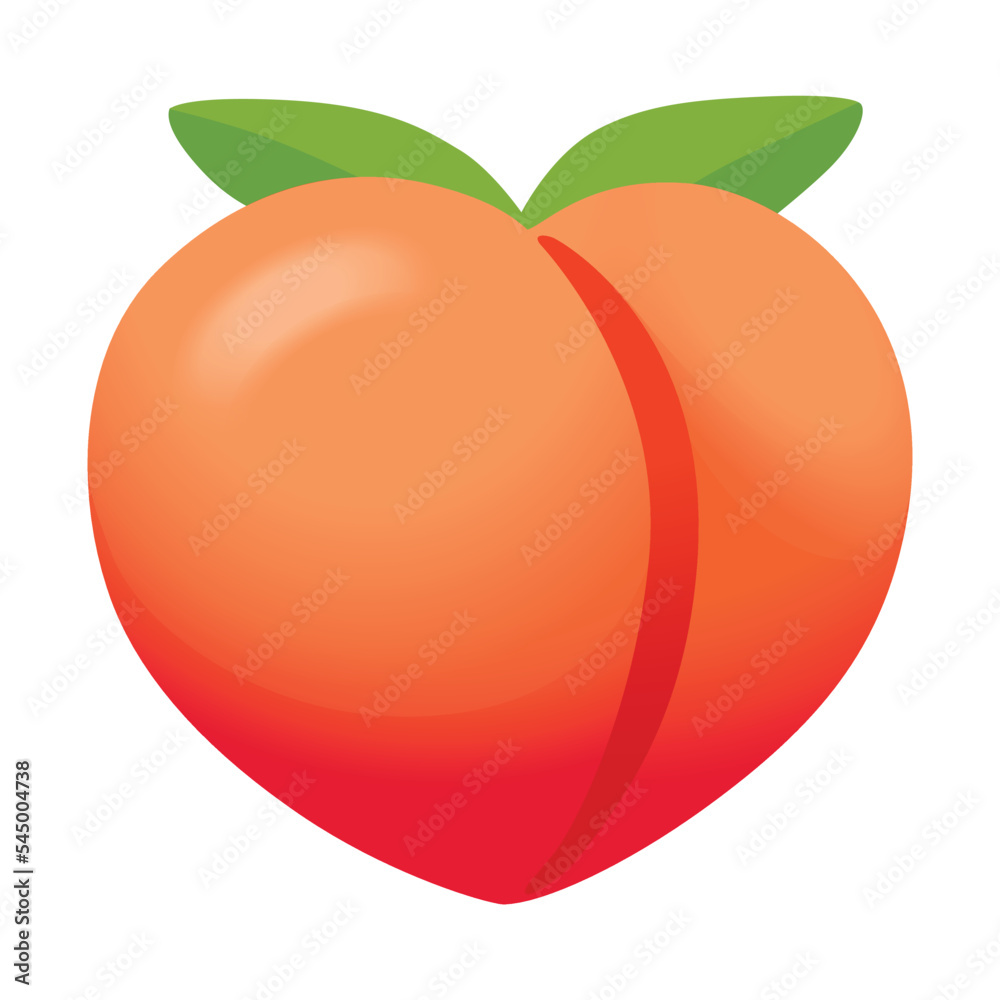 Peach Flat Vector Emoji Isolated Fleshy Pinkish Orange Fruit Of The Fuzzy Peach Buttocks Butt