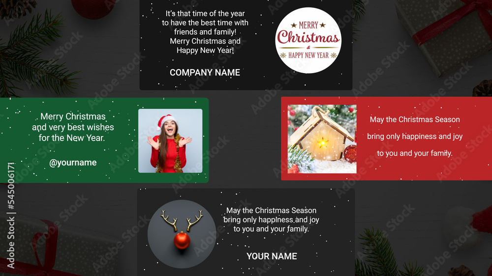 Snowy Christmas Greetings Card with Profile Picture Stock Template ...