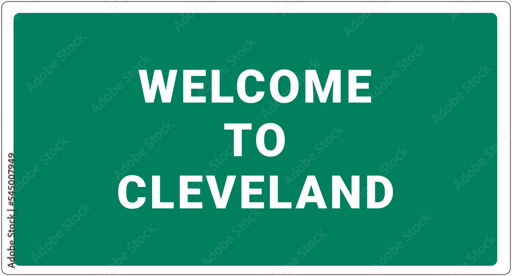 Welcome to Cleveland. Cleveland logo on green background. Cleveland ...