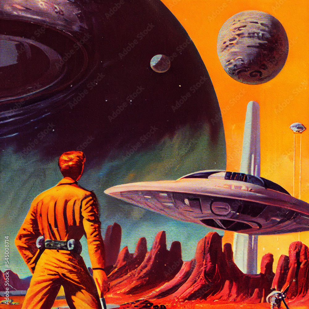 1970s Pulp Science Fiction Book Cover Art Stock Illustration Adobe Stock