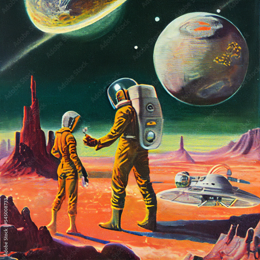 1970s Pulp Science Fiction Book Cover Art Stock Illustration Adobe Stock