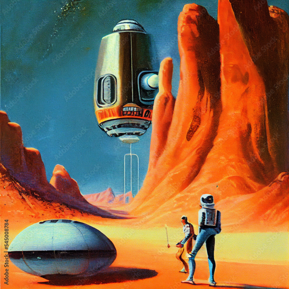 1970s pulp science fiction book cover art! Stock Illustration | Adobe Stock