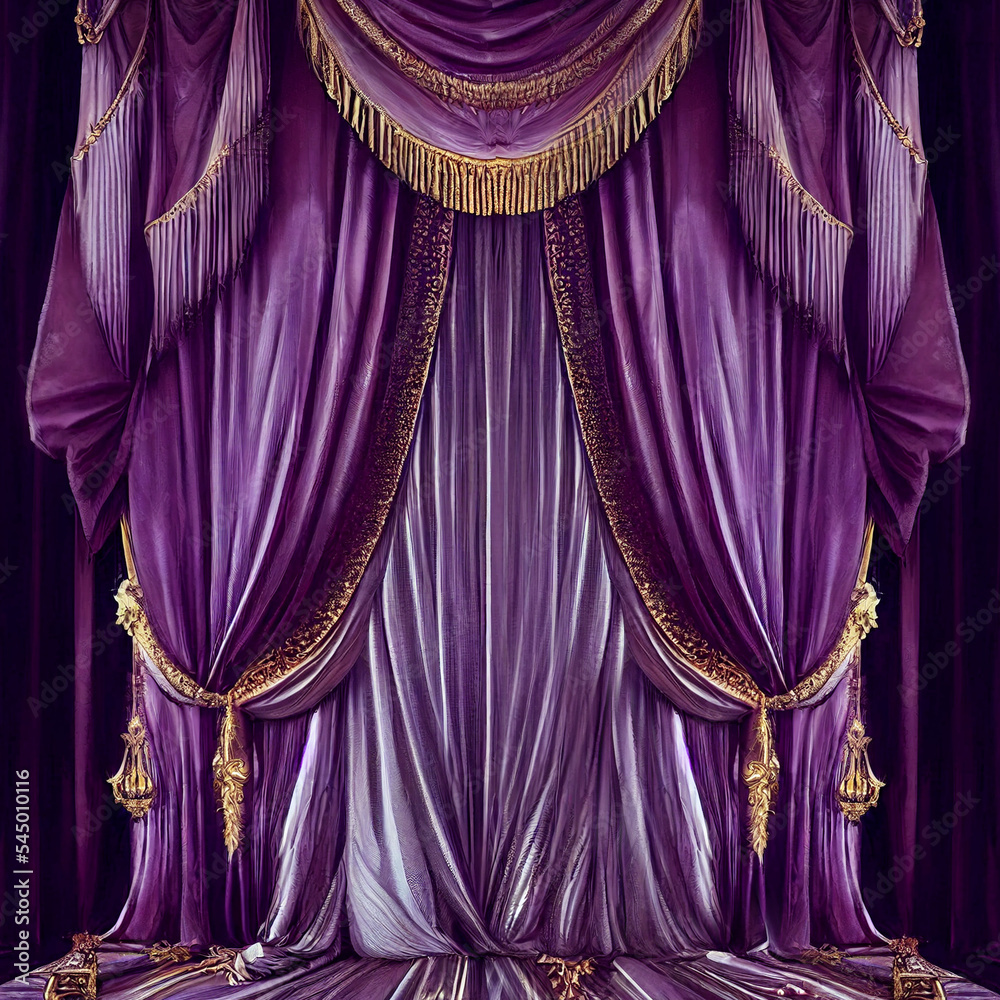 Luxurious draping curtain background, vintage interior backdrop with ...