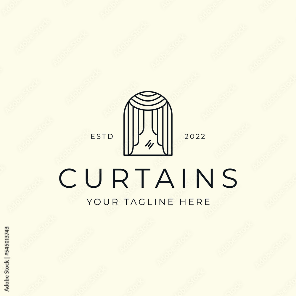 logo curtains line art vector minimalist template illustration design ...