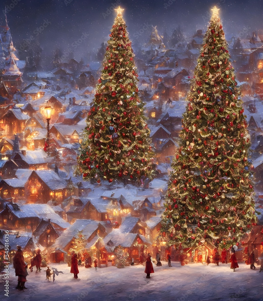 The Christmas tree village is a sight to behold. The houses are made of ...