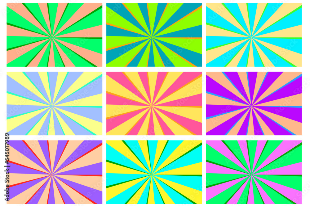 colored rays backgrounds. Geometric pattern. Explosion effect. Light ...