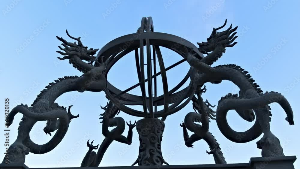 Rotating shot of the sculpture of the seismograph invented by Zhang ...