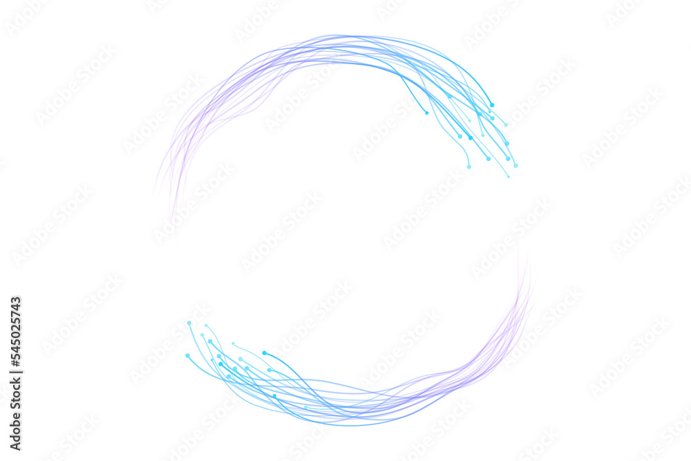 Abstract wavy dynamic lines circle round curve shape blue purple ...