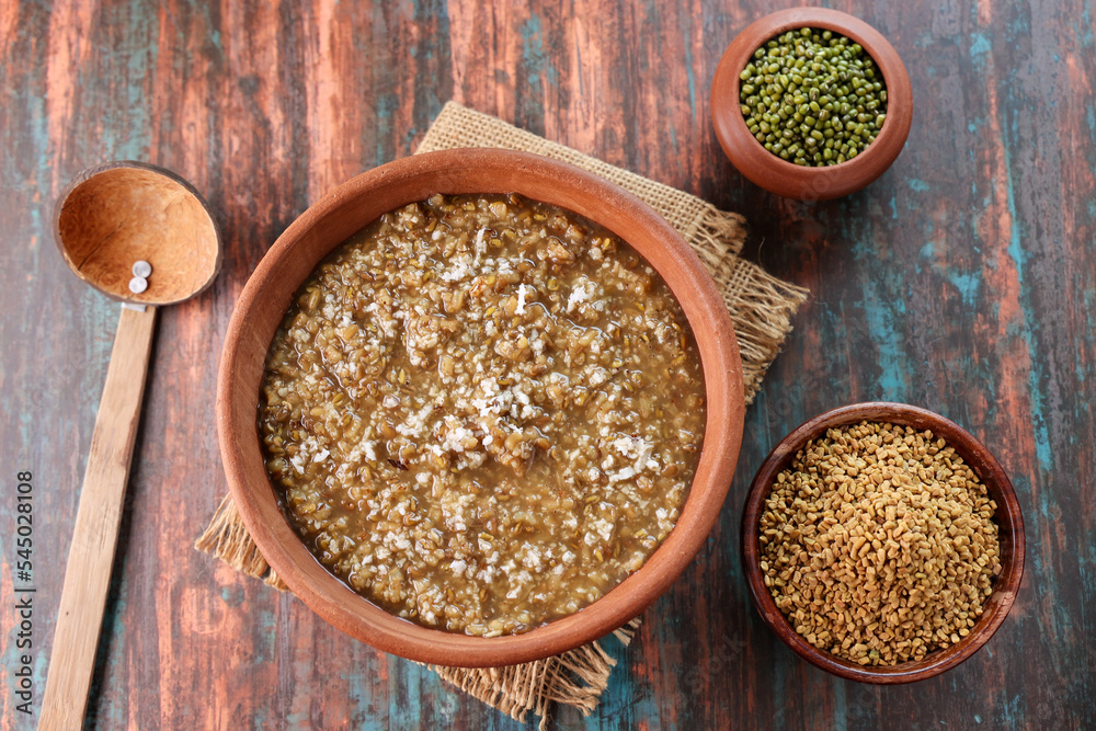 Fenugreek seeds porridge gruel soup or Uluva Kanji navara kichadi ...