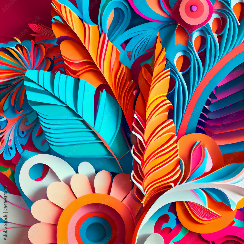 Cut out 3d background. papercut art. Paper waves, layers texture. Also ...