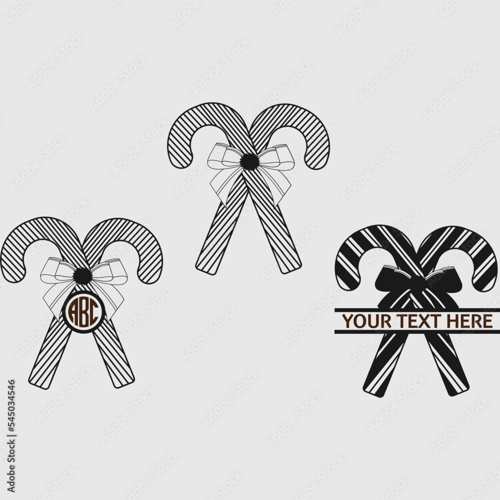 Candy Cane Monogram SVG Cut File, Rainbow Candy Svg, Sweet Sugar Svg ...