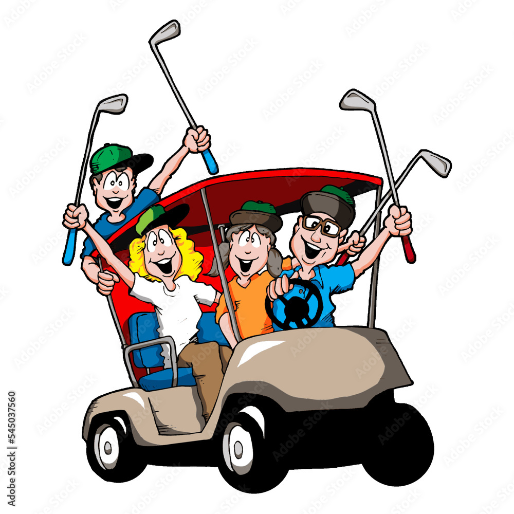 Golfing Family Stock Illustration | Adobe Stock
