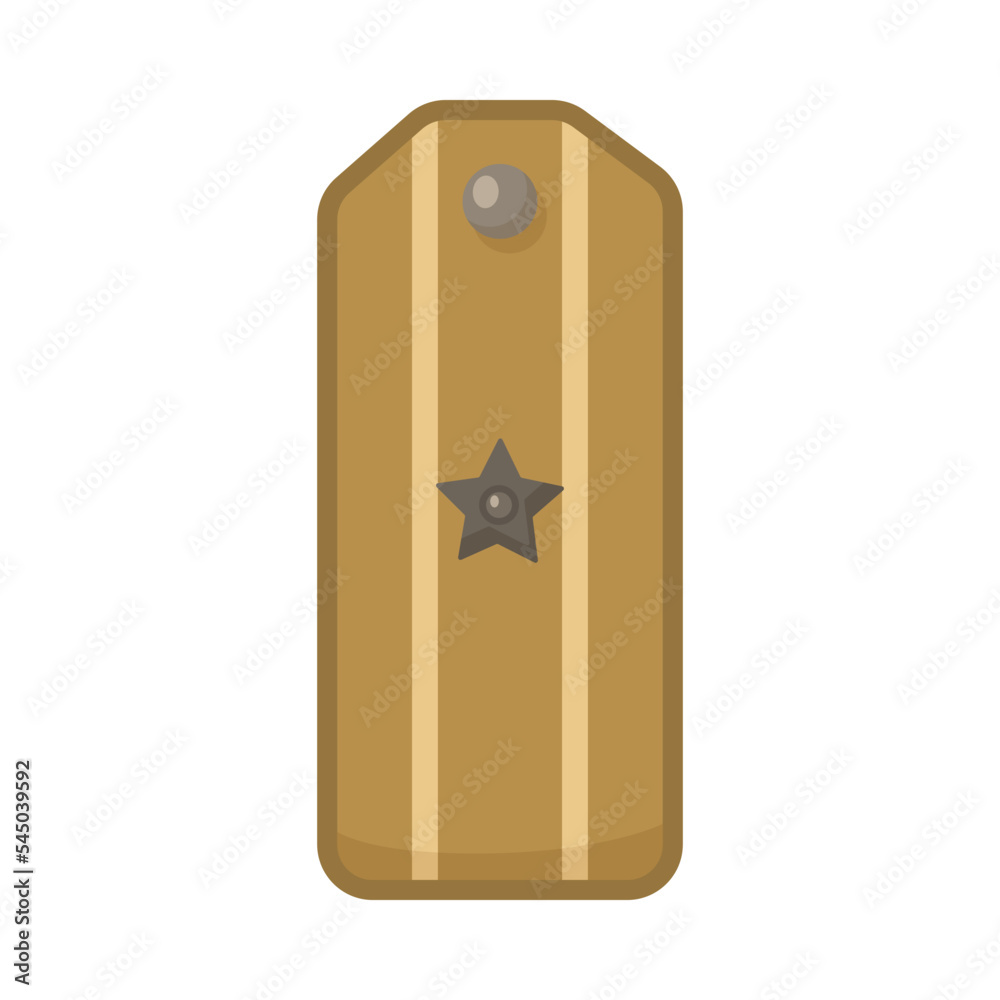 Military shoulder strap with one star cartoon illustration. Epaulette ...