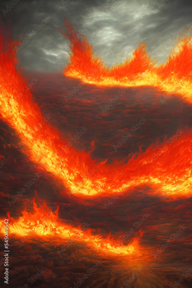 Fictional Firescape Stock Illustration | Adobe Stock