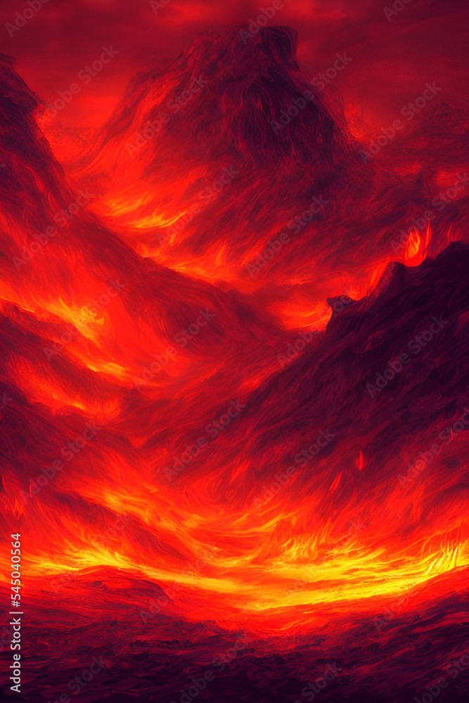 Fictional Firescape Stock Illustration | Adobe Stock