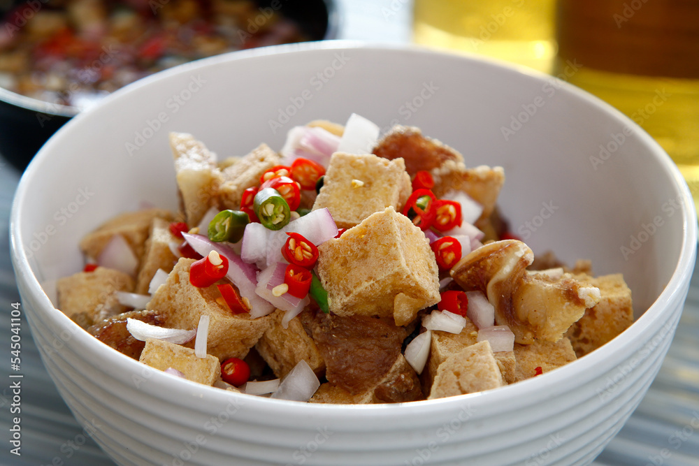 Tokwa't Baboy (Fried Tofu and Crispy Pork) from the Philippines Stock ...