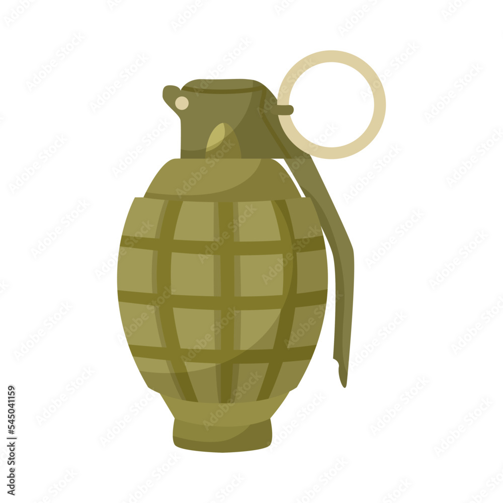 Explosive lethal grenade cartoon illustration. Hand grenade. Military ...