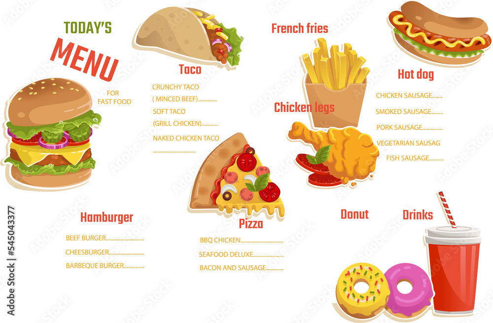 fast food menu design and fast food board Stock Illustration | Adobe Stock